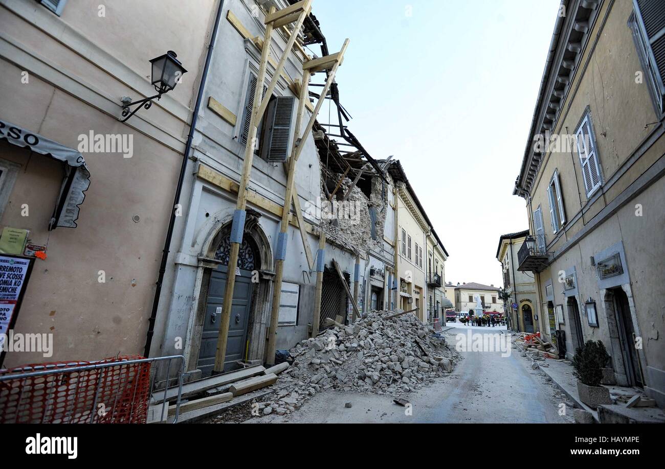 Aftermath of Italian earthquake in Norcia, Italy, following a 6.6 ...