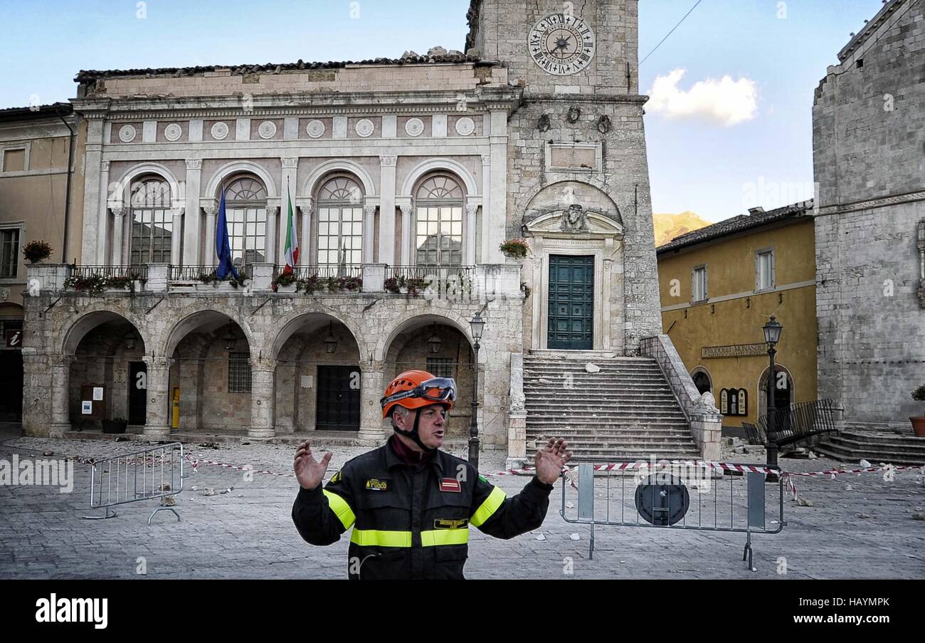 Aftermath of Italian earthquake in Norcia, Italy, following a 6.6 ...