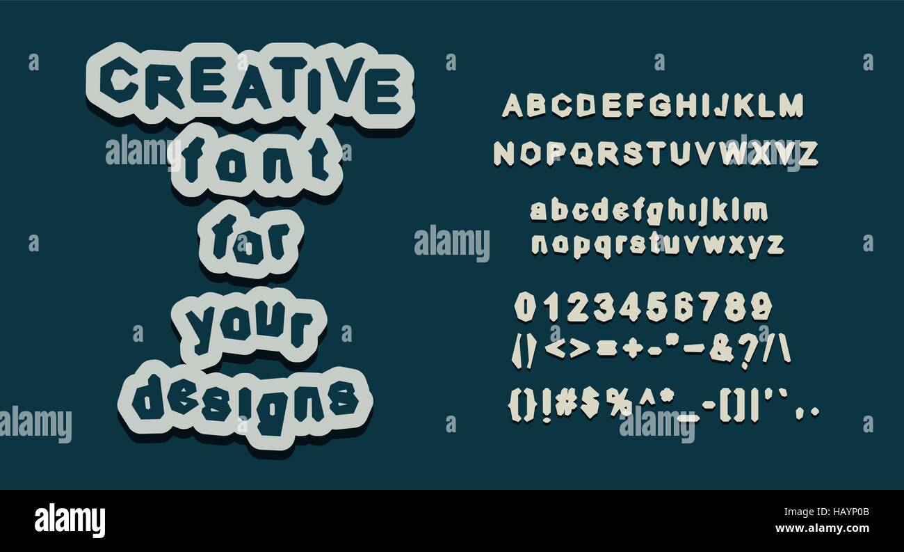 Creative full set of English alphabet letters including numbers and ...