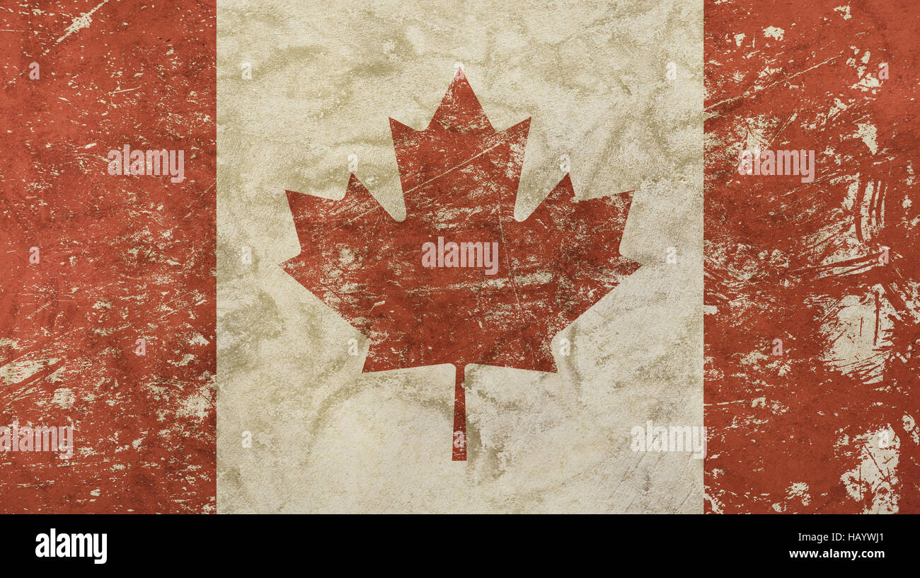 Old grunge vintage dirty faded shabby distressed Canadian Canada flag ...