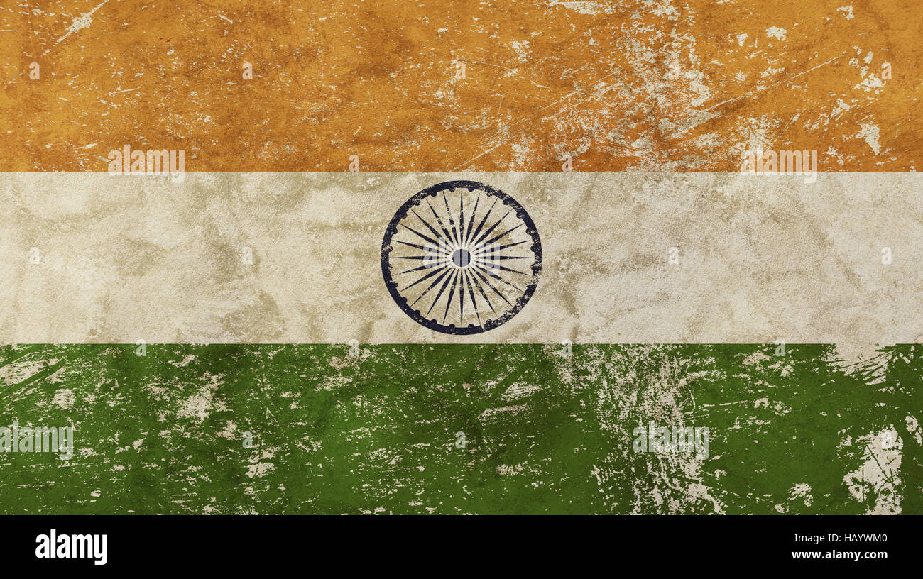 Old grunge vintage dirty faded shabby distressed Republic of India ...