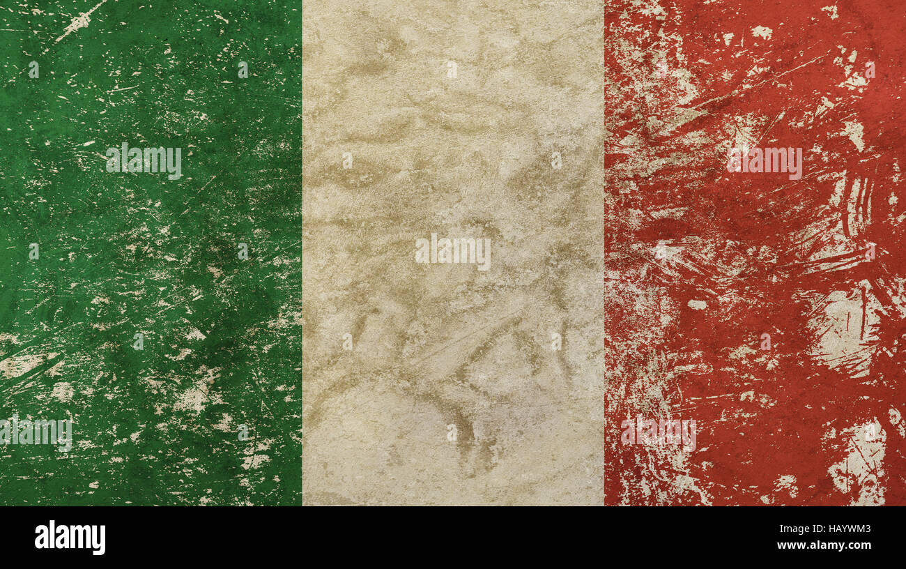 Old grunge vintage dirty faded shabby distressed Italy national flag ...