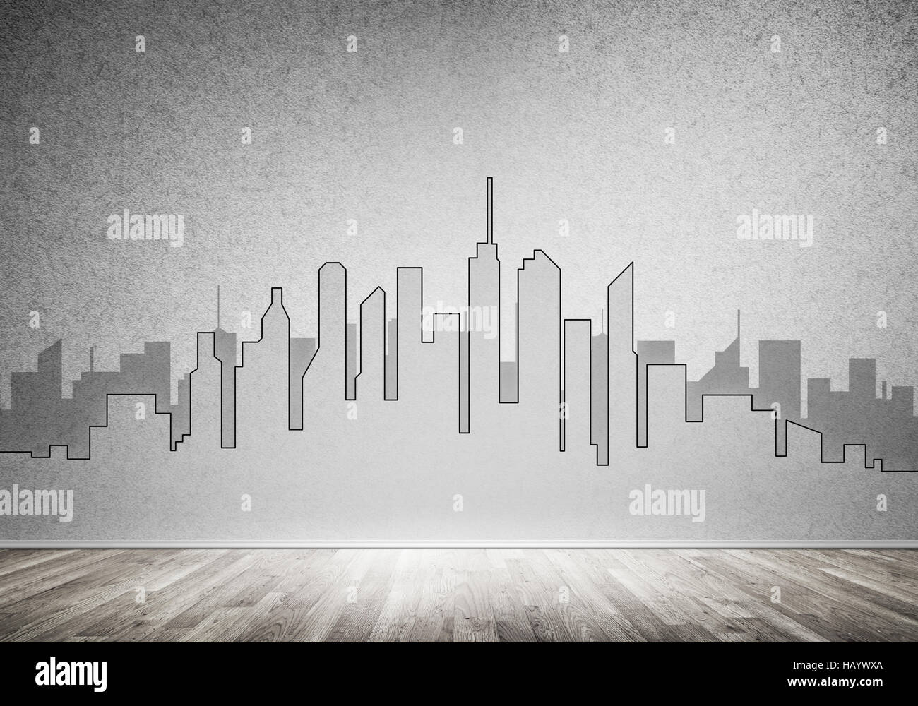 City design on wall Stock Photo - Alamy