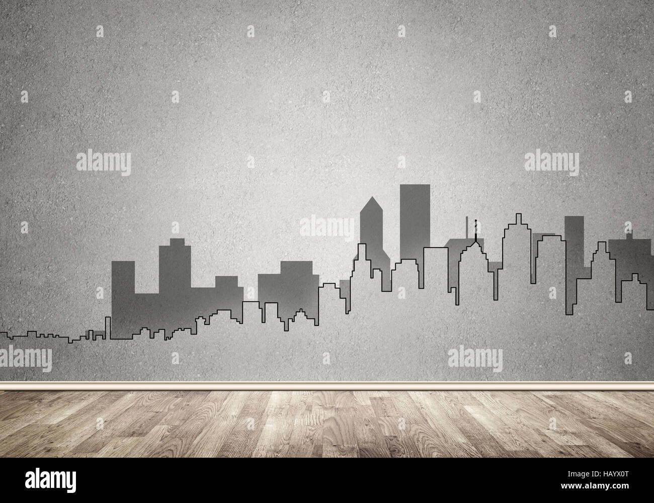 City design on wall Stock Photo - Alamy