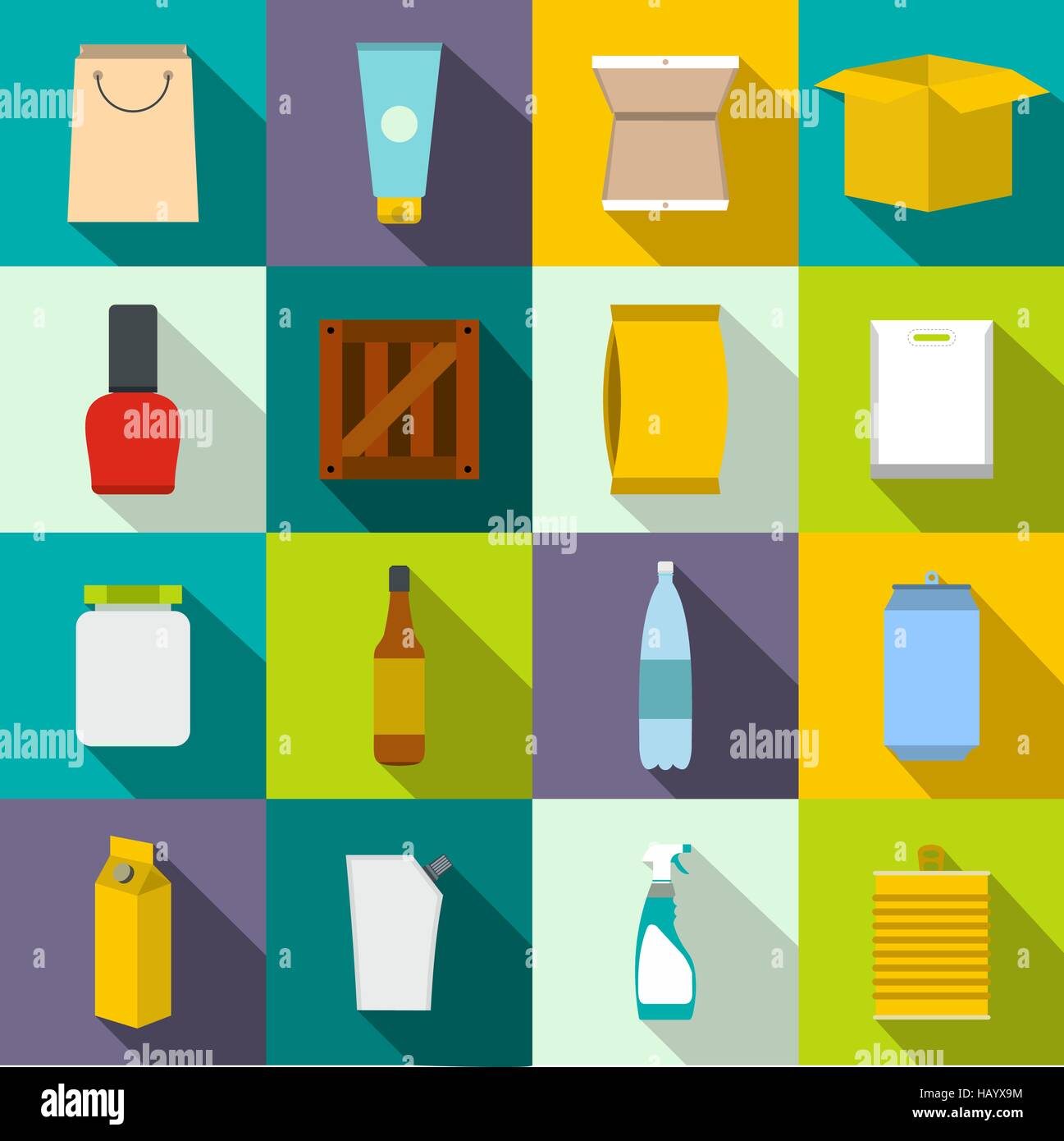 Packaging flat icons set Stock Vector Image & Art - Alamy
