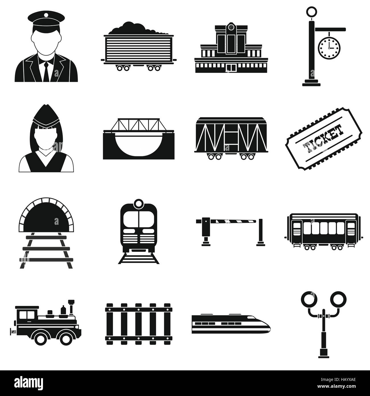 Railroad black simple icons set Stock Vector Image & Art - Alamy