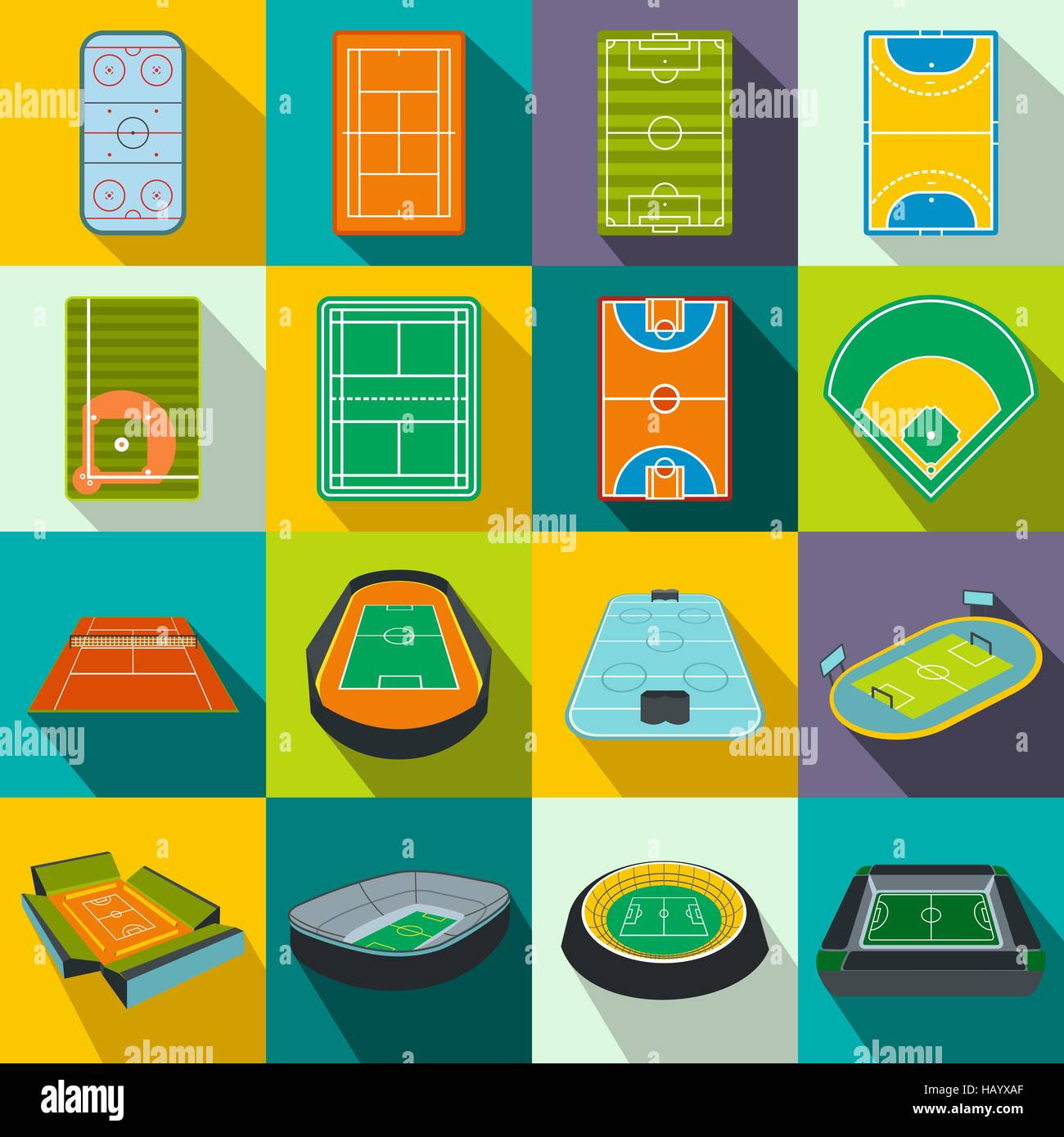 Stadium flat icons set Stock Vector Image & Art - Alamy