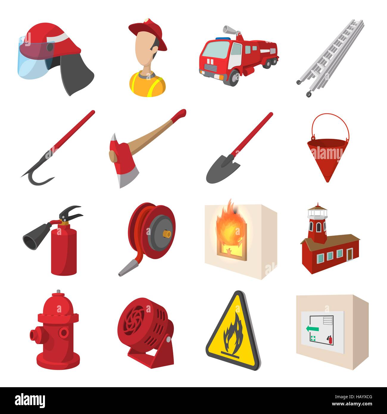 Firefighter cartoon icons set Stock Vector Image & Art - Alamy