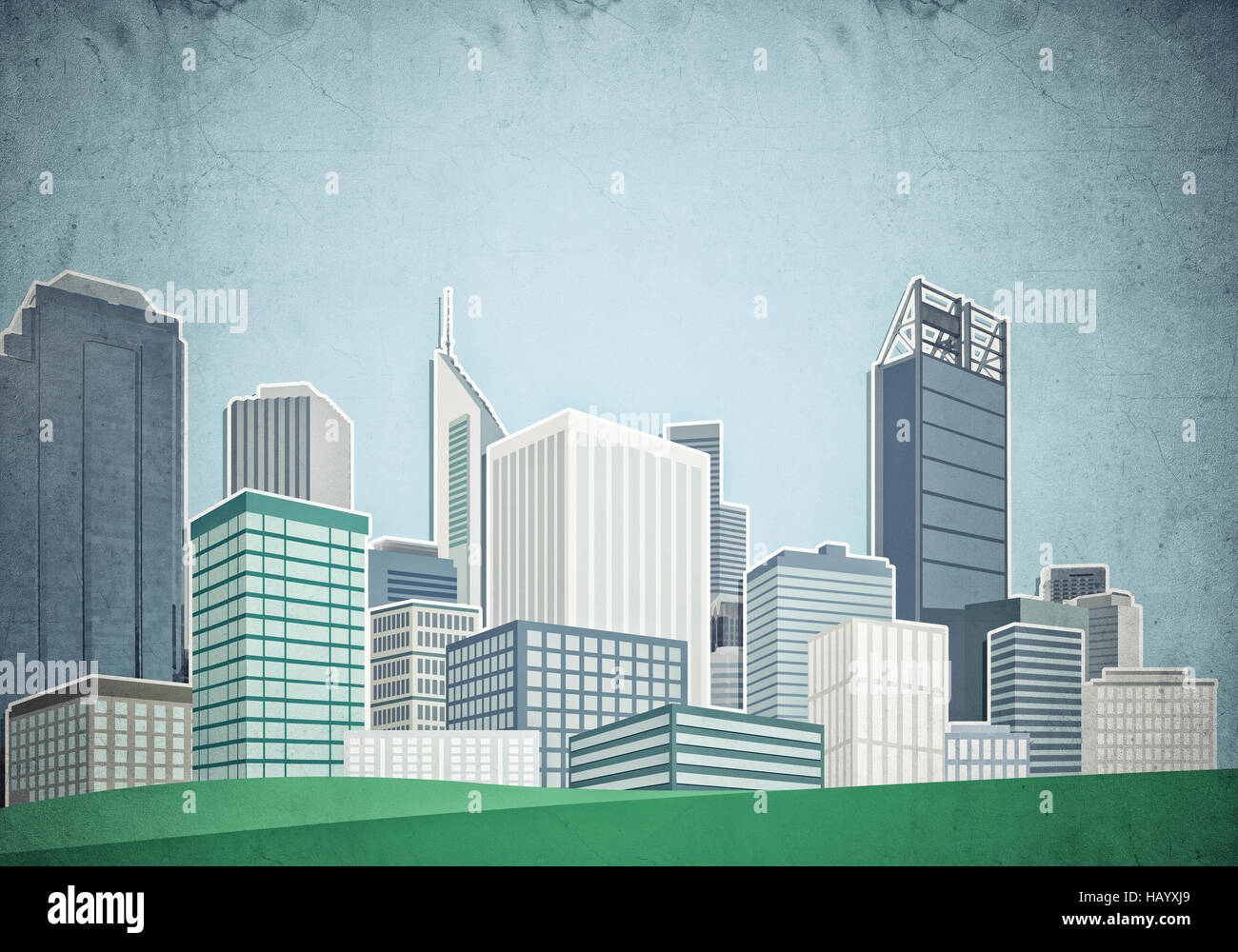 Drawn colorful cityscape Stock Photo - Alamy