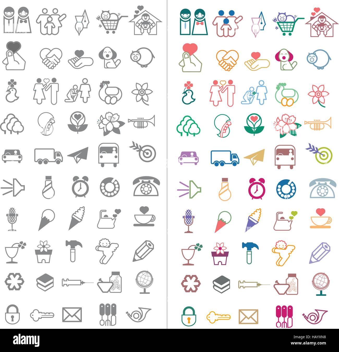 Icon Set Illustration and Painting Stock Vector Image & Art - Alamy