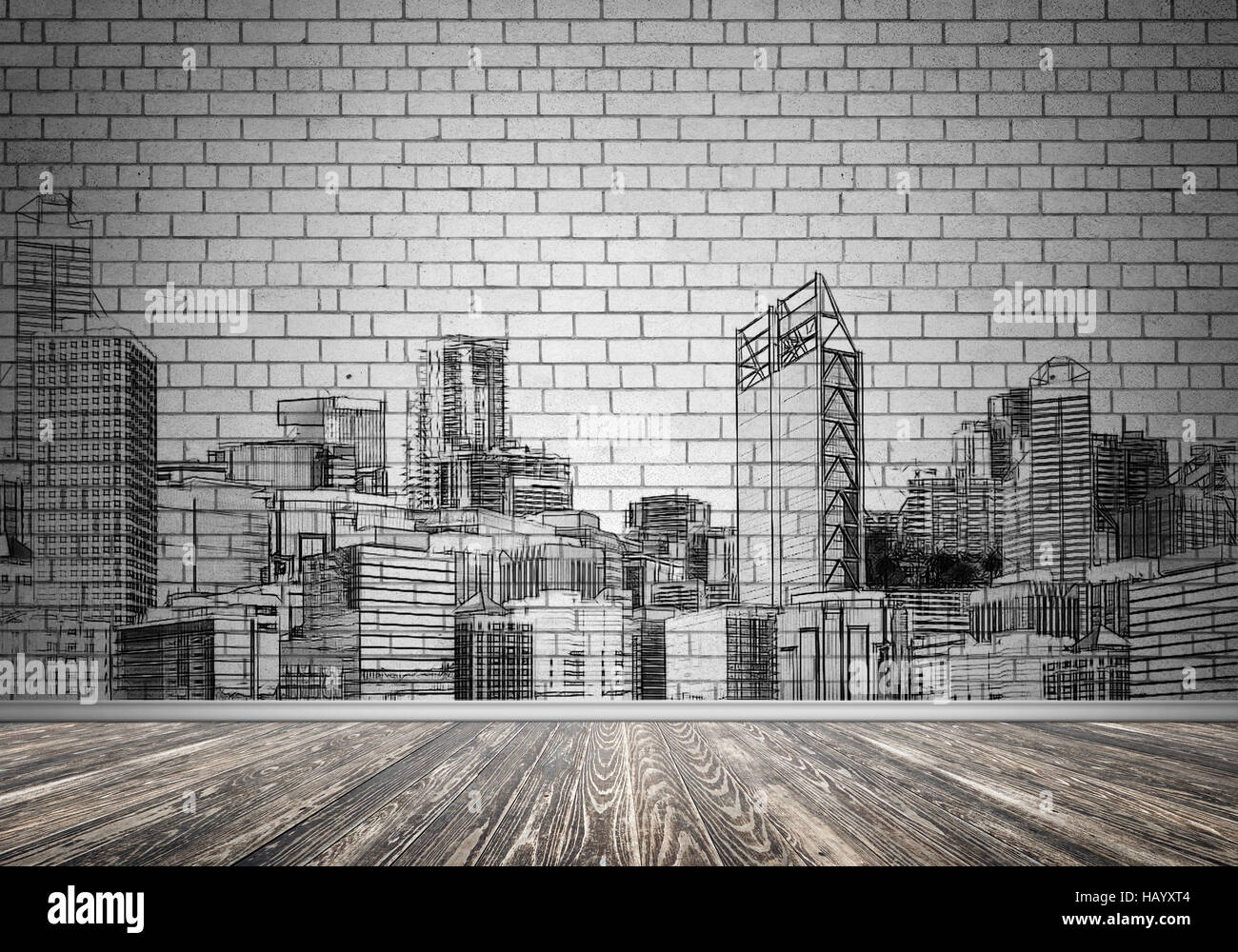 City design on wall Stock Photo - Alamy