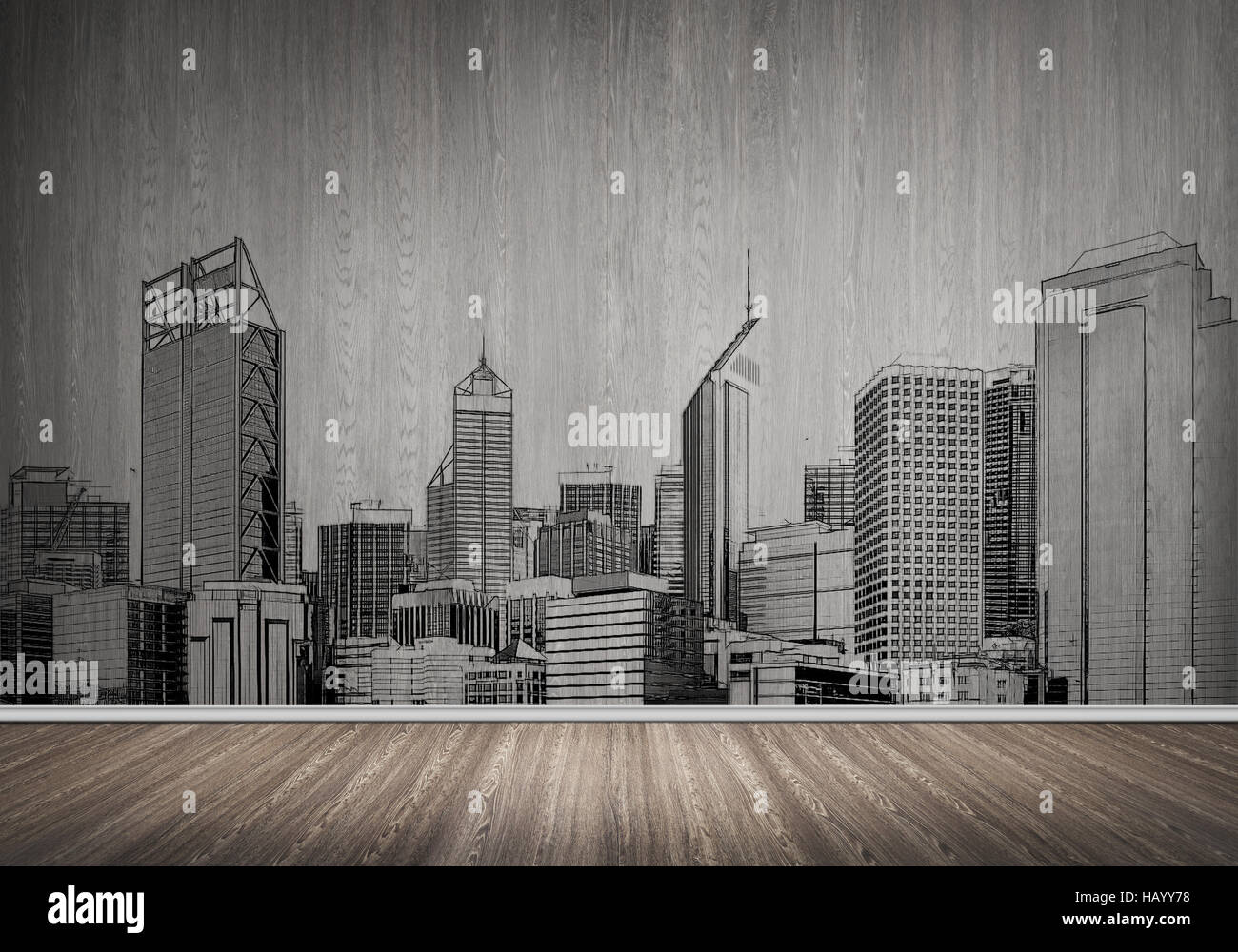 City design on wall Stock Photo - Alamy