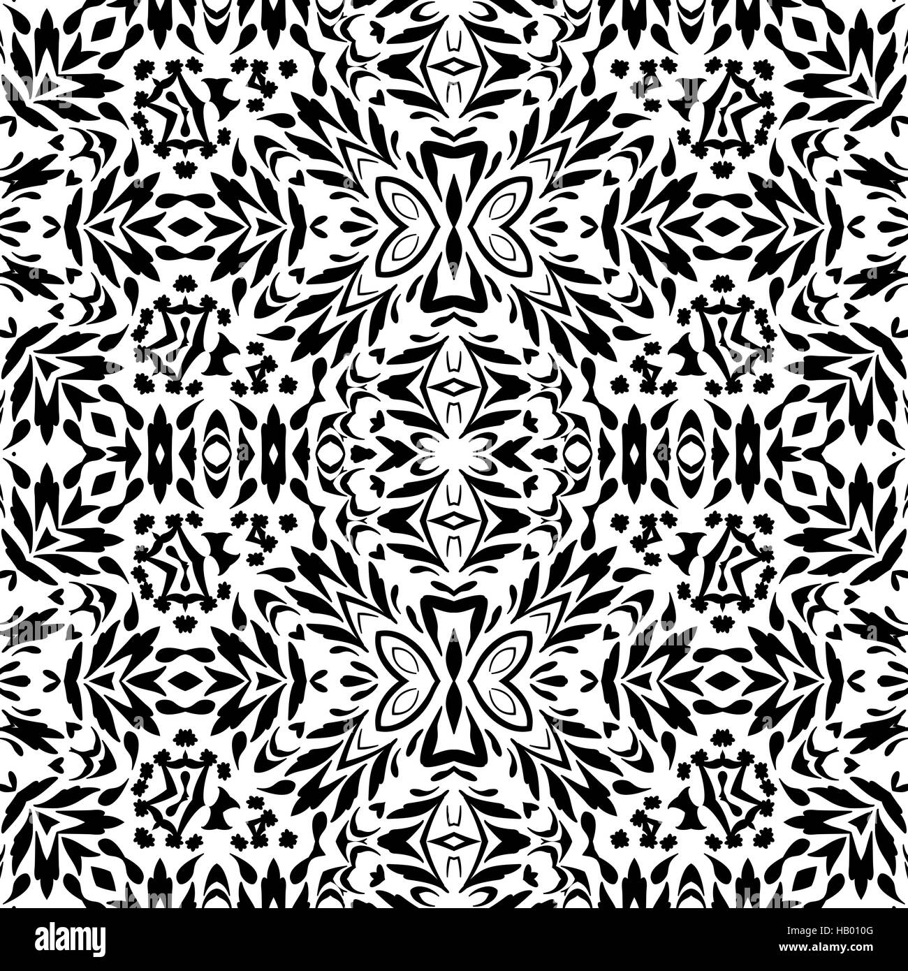 Seamless outline floral pattern Stock Photo - Alamy