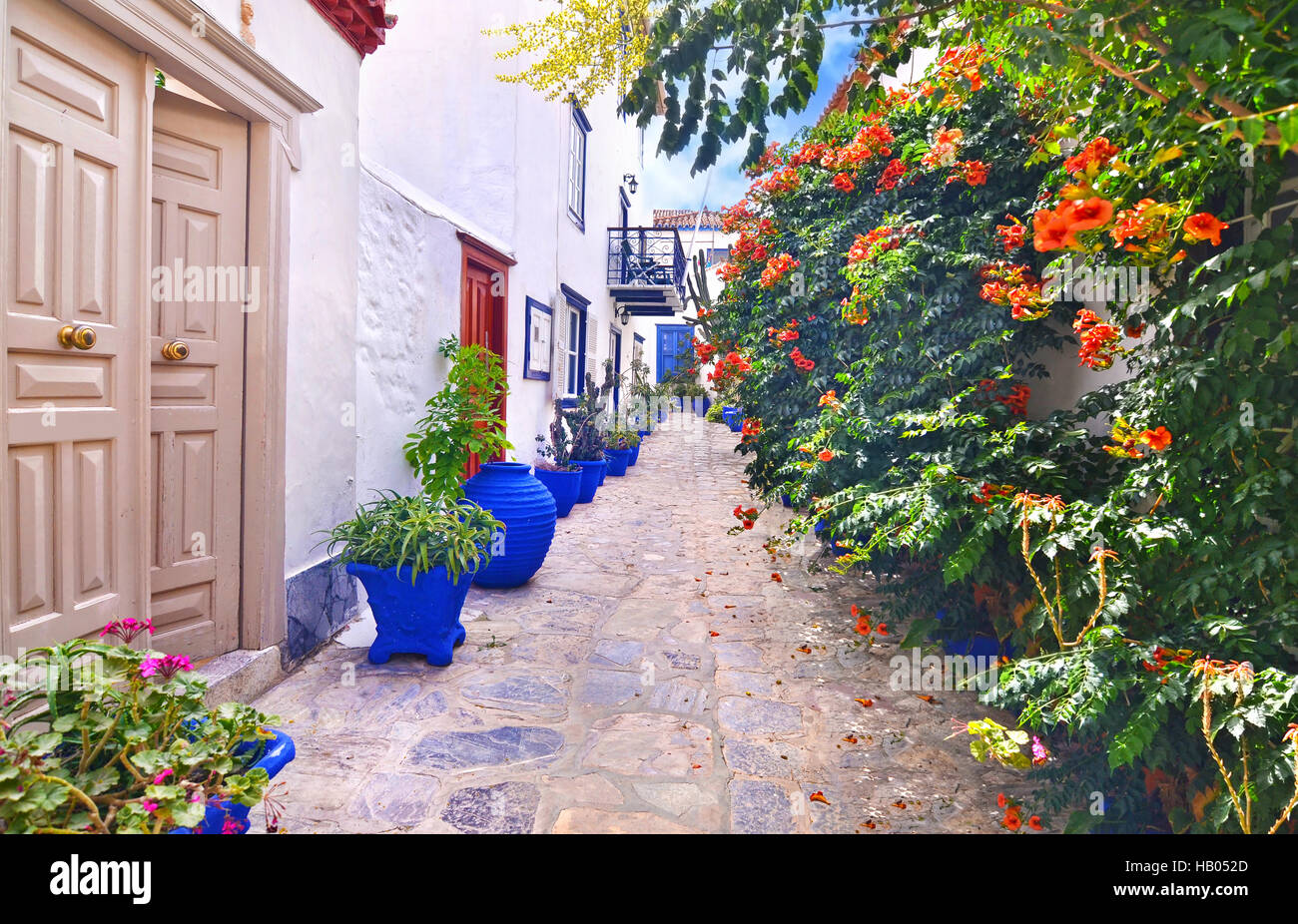 traditional architecture of Hydra island Greece Stock Photo - Alamy