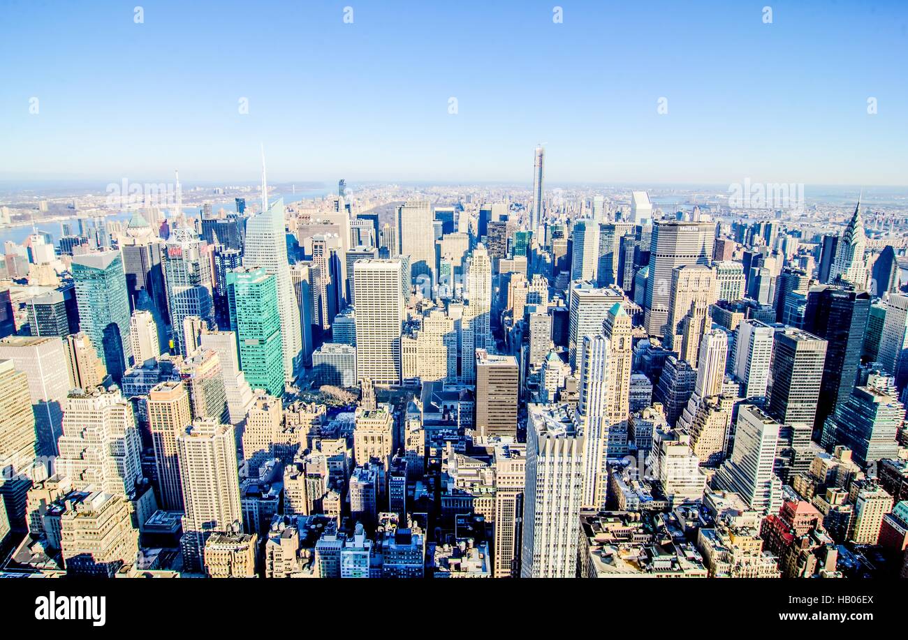 new york city manhattan skyline aerial Stock Photo - Alamy