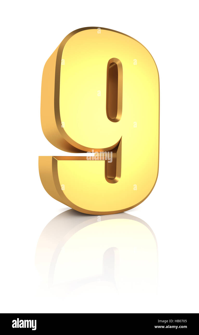 3d white isolated number nine hi-res stock photography and images - Alamy