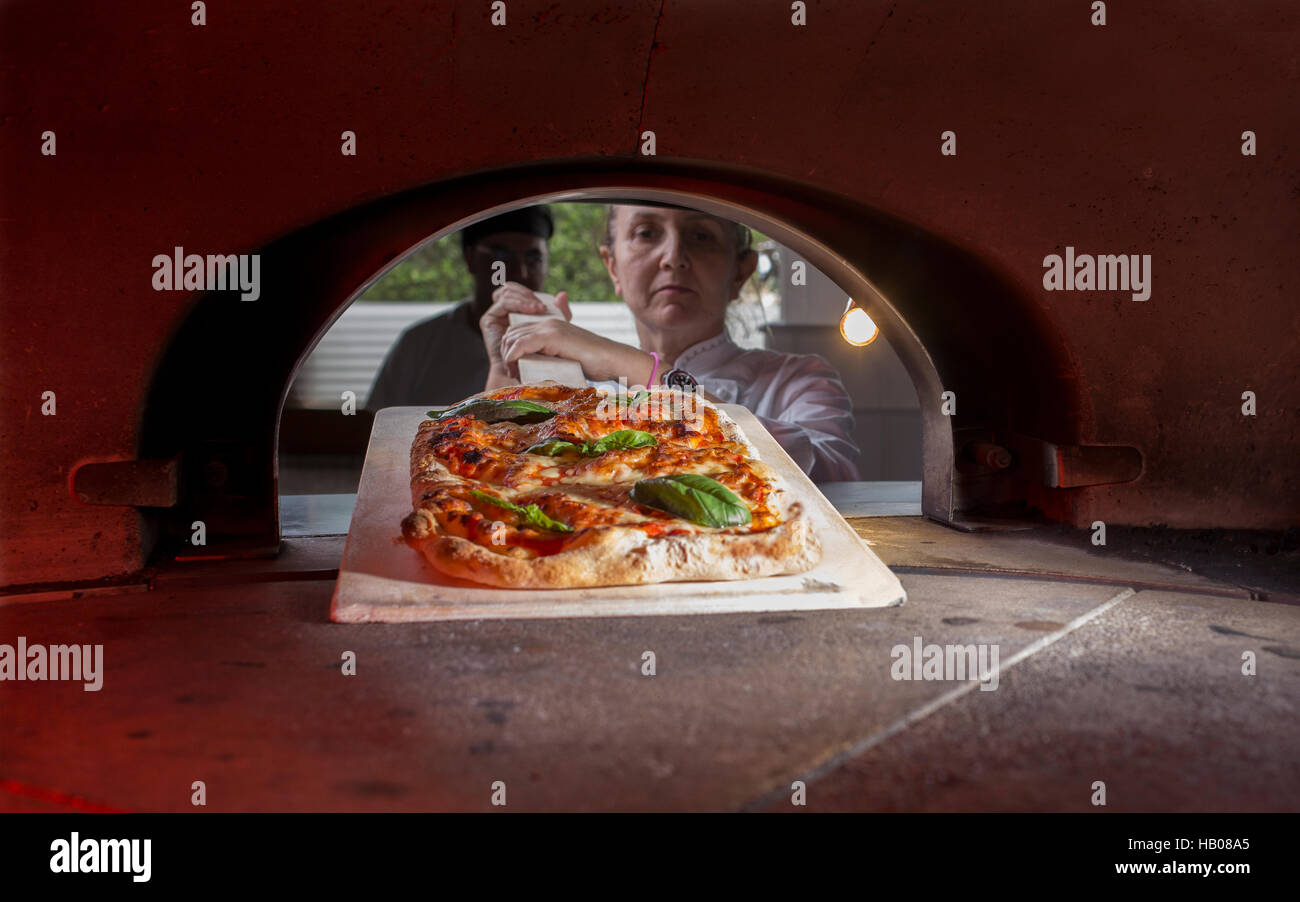Pizza from inside the oven Stock Photo - Alamy