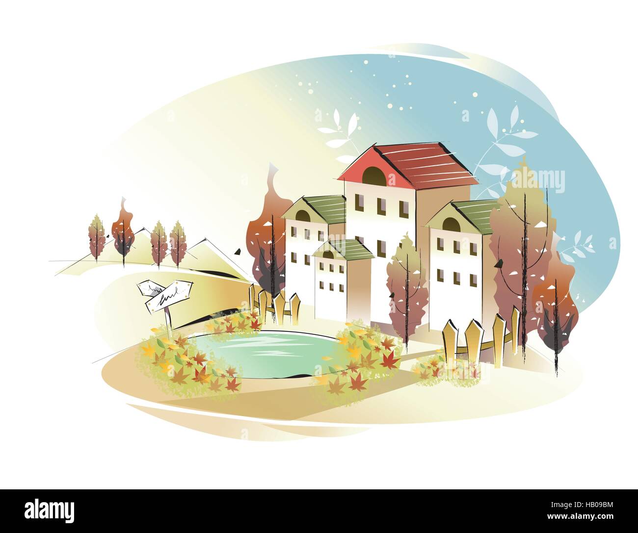 Garden fence paintings Stock Vector Images - Alamy