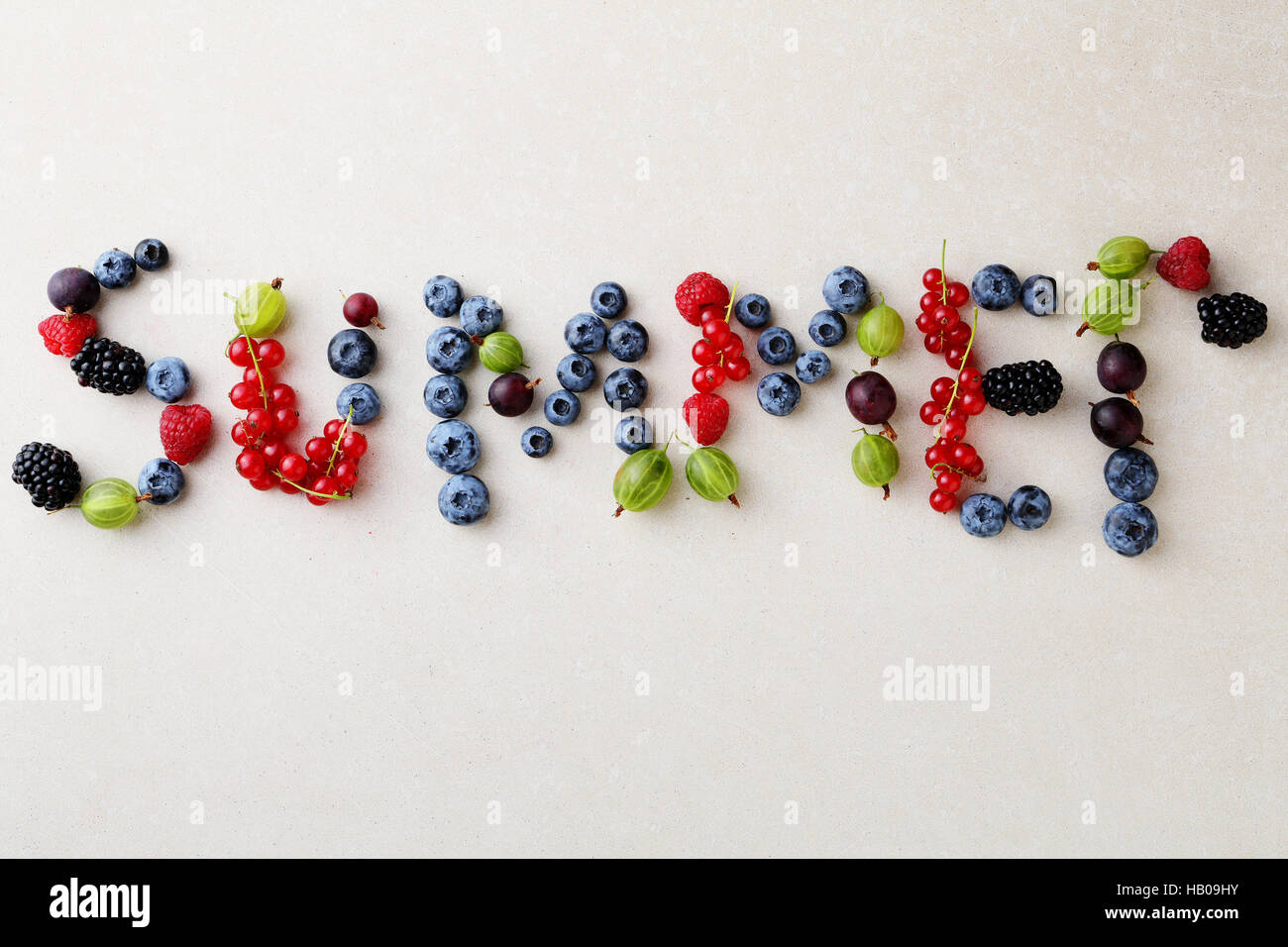 Summer berry food background, word Stock Photo - Alamy