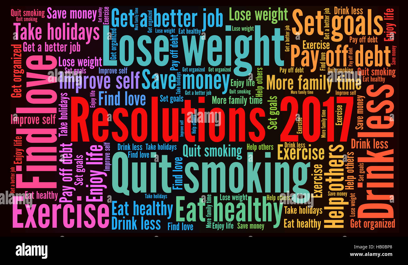 Resolutions 2017 word cloud Stock Photo - Alamy