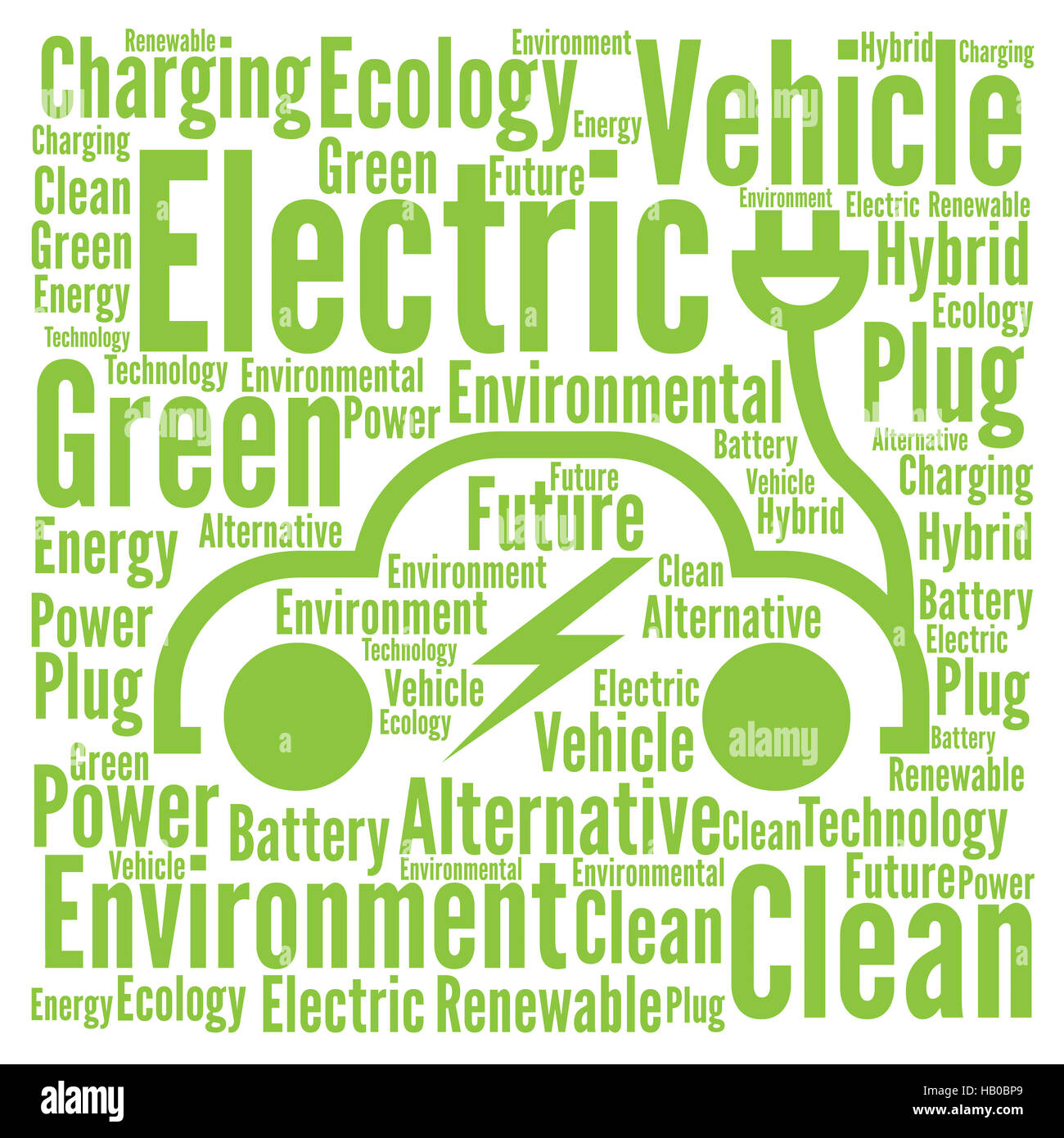 Electric and clean vehicle word cloud concept Stock Photo - Alamy