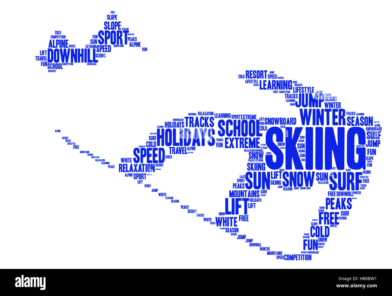 Skiing snowboard word cloud illustration Stock Photo - Alamy