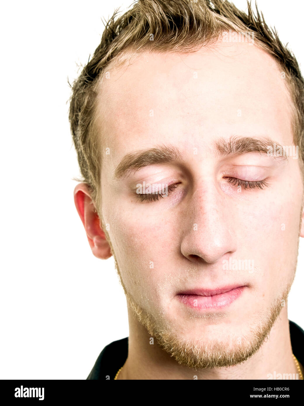 Male Model closed eyes Stock Photo - Alamy