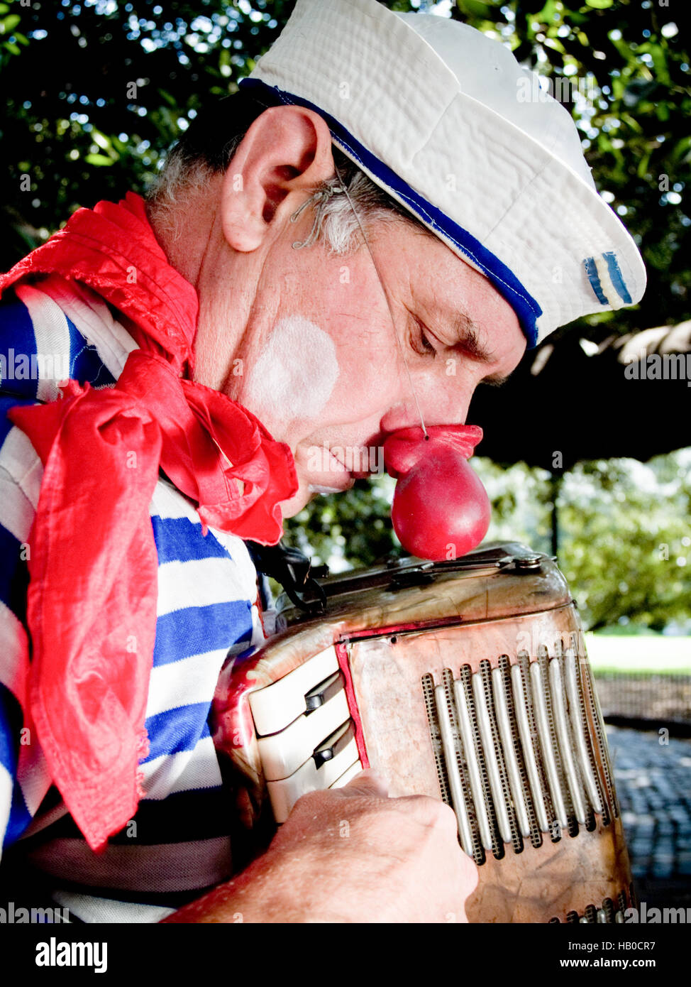 Male Model European Clown with accordion Stock Photo - Alamy