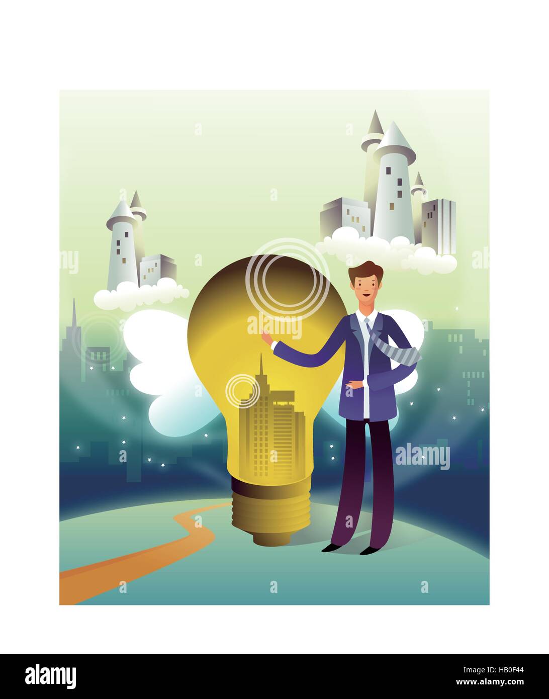 Illustration light bulb skyscraper Stock Vector Images - Alamy