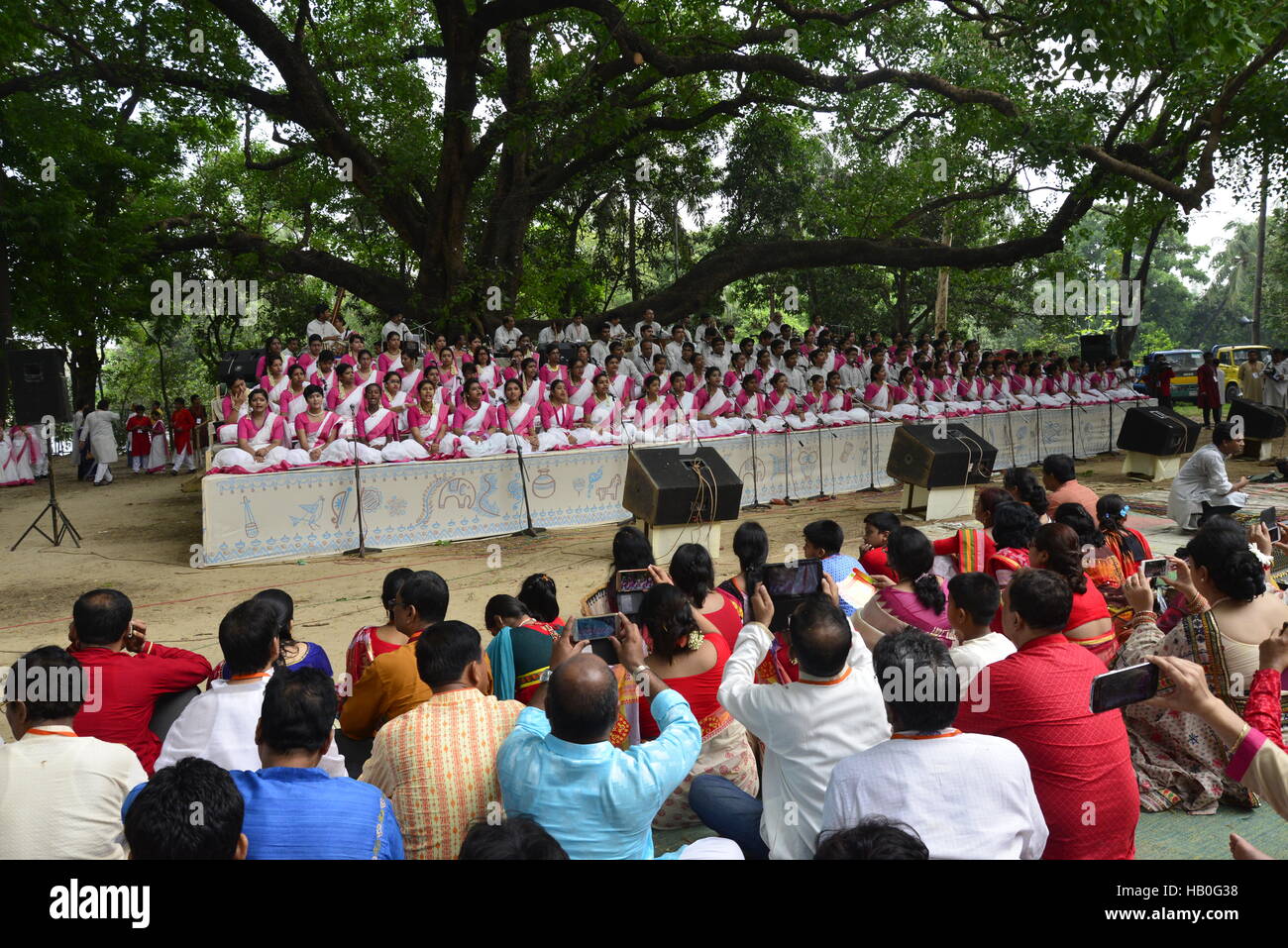 Peoples listening music of artists are singing traditional bengali ...