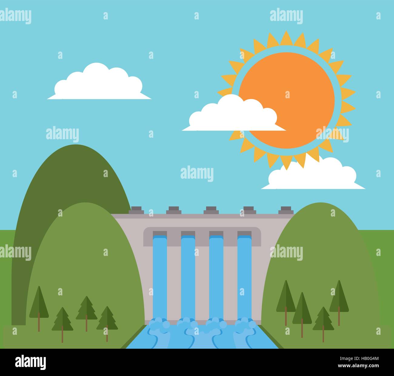 Power generation dam Stock Vector Images - Alamy