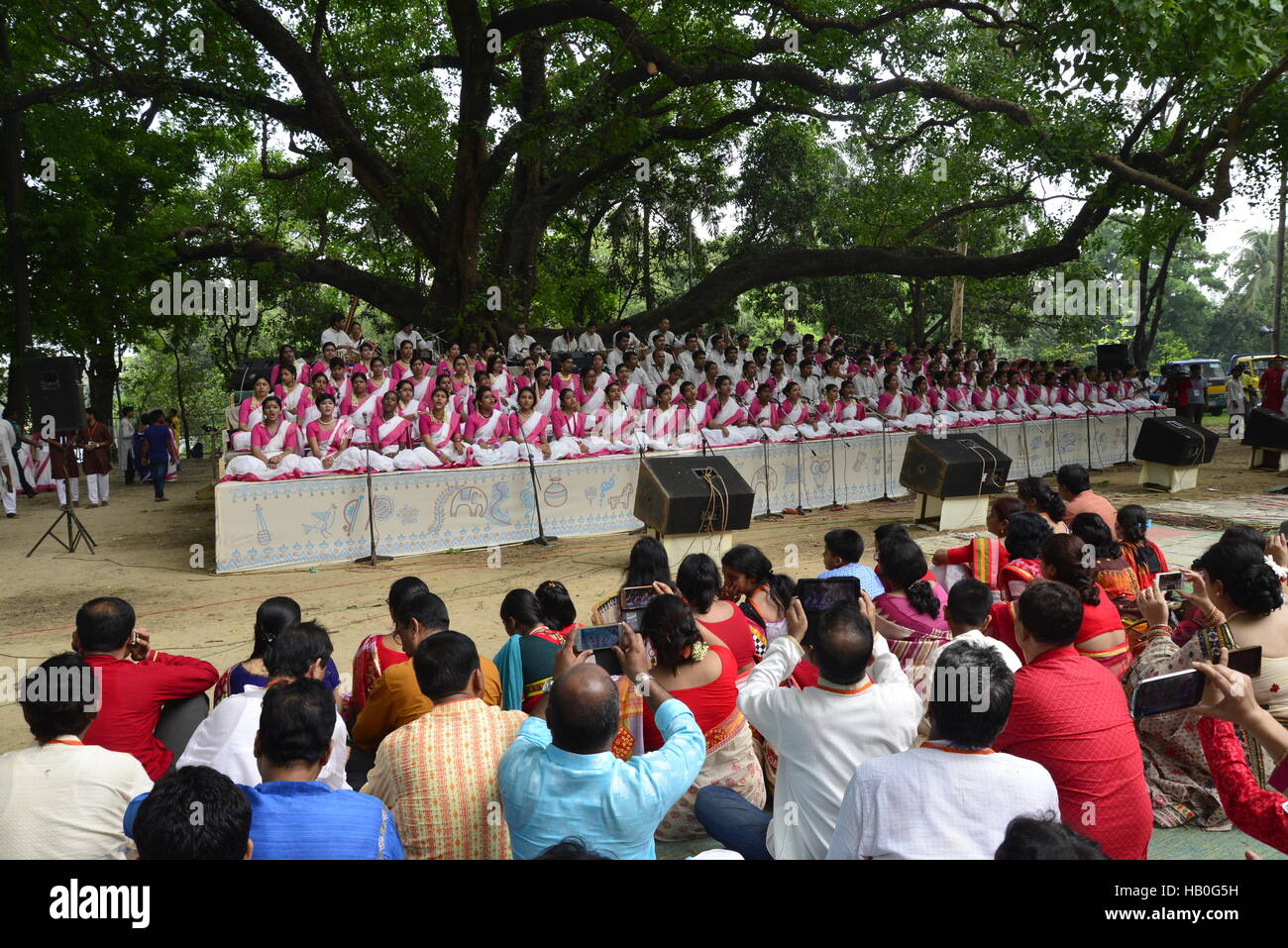 Peoples listening music of artists are singing traditional bengali ...