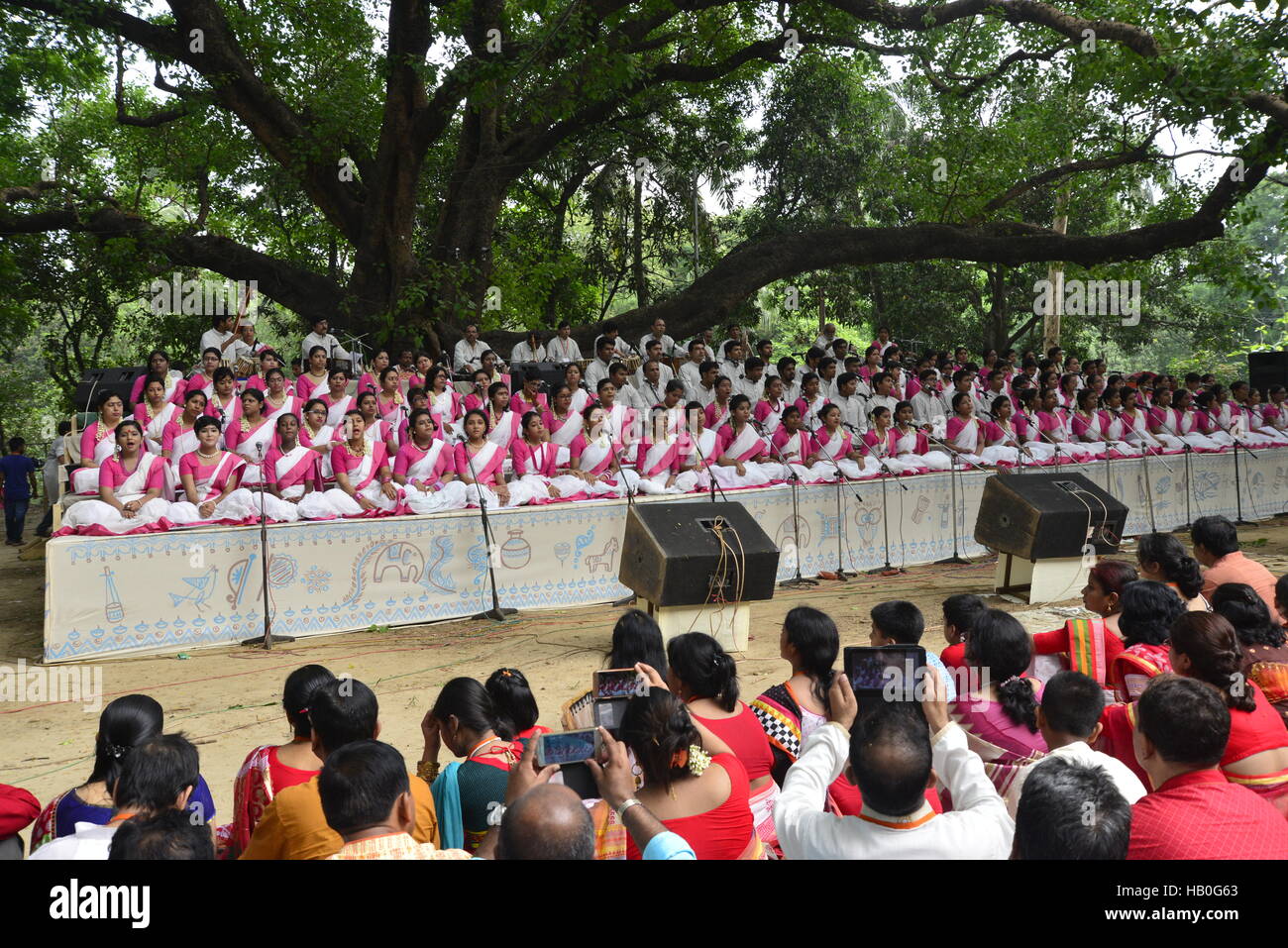 Peoples listening music of artists are singing traditional bengali ...