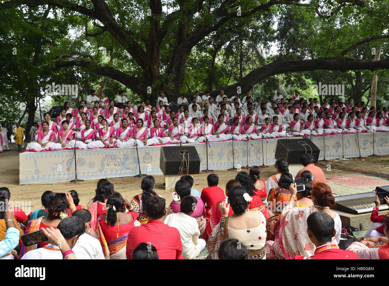 Peoples listening music of artists are singing traditional bengali ...