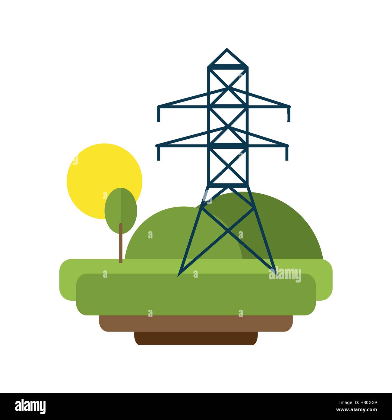 landscape with electricity lines Stock Vector Image & Art - Alamy