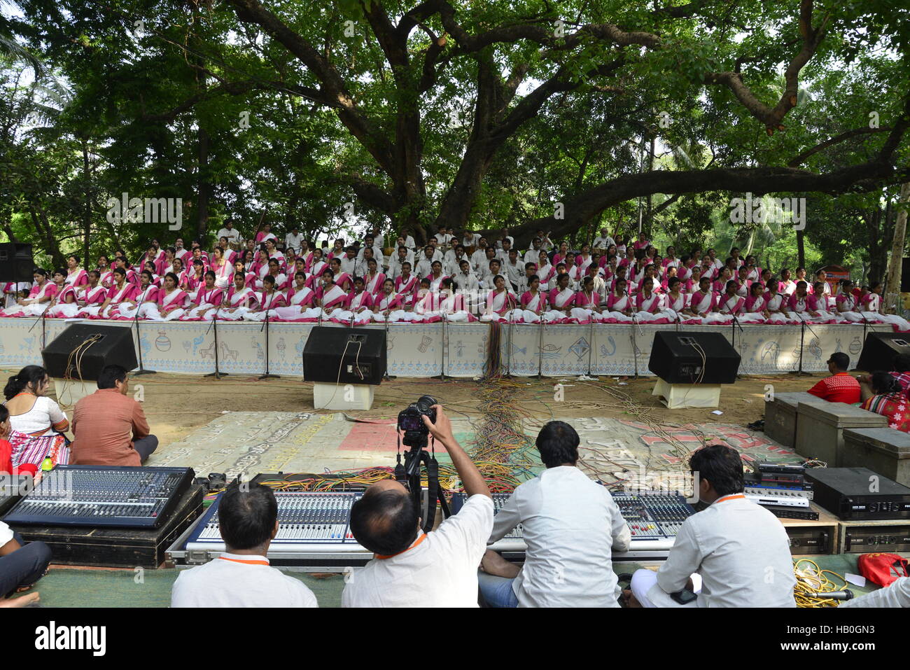 Peoples listening music of artists are singing traditional bengali ...