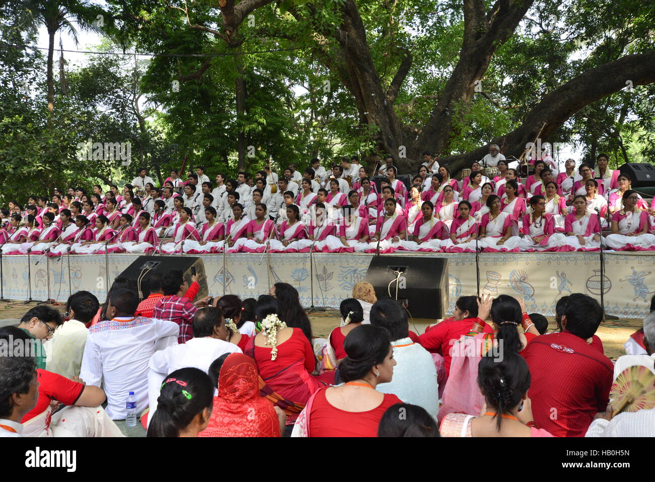 Peoples listening music of artists are singing traditional bengali ...