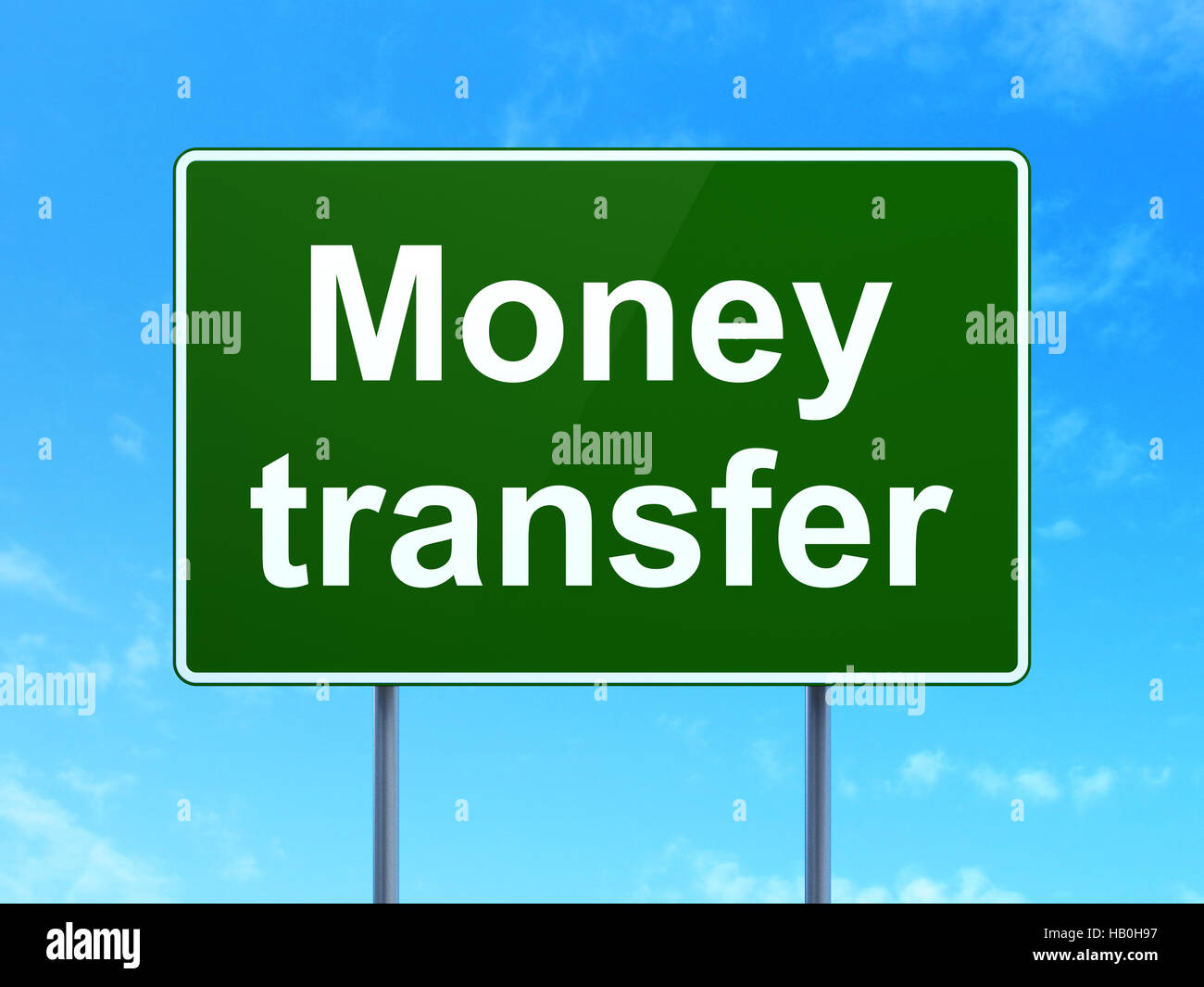 Currency concept: Money Transfer on road sign background Stock Photo ...