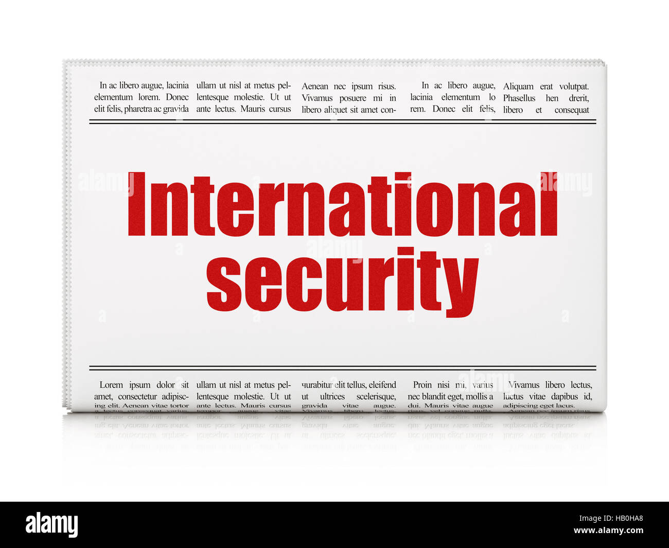 Safety concept: newspaper headline International Security Stock Photo ...