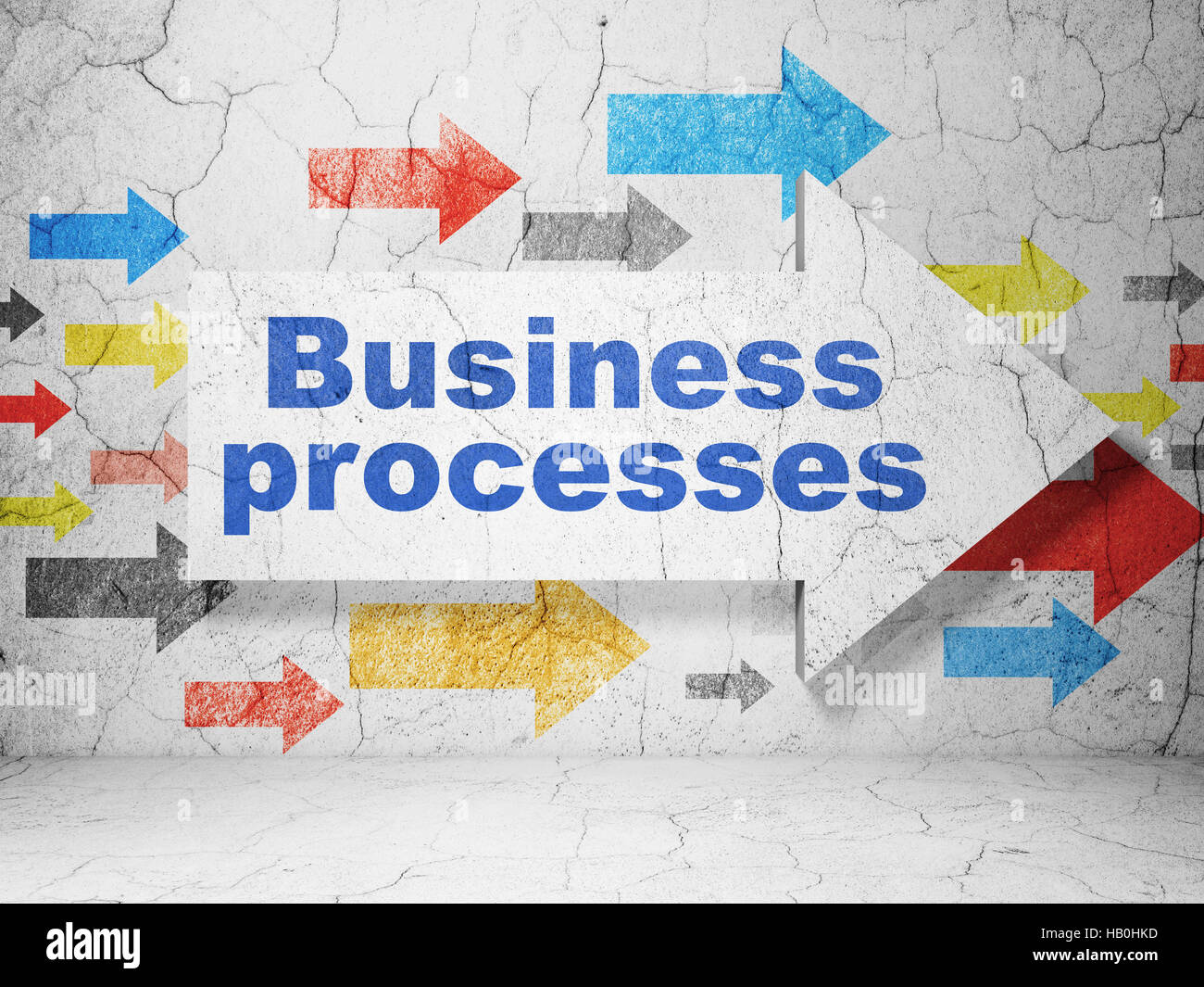 Business concept: arrow with Business Processes on grunge wall ...