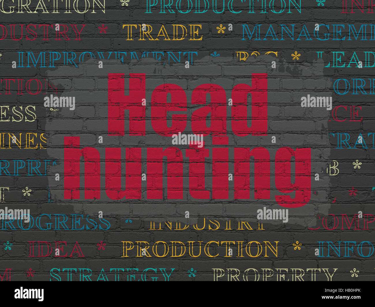Finance concept: Head Hunting on wall background Stock Photo - Alamy