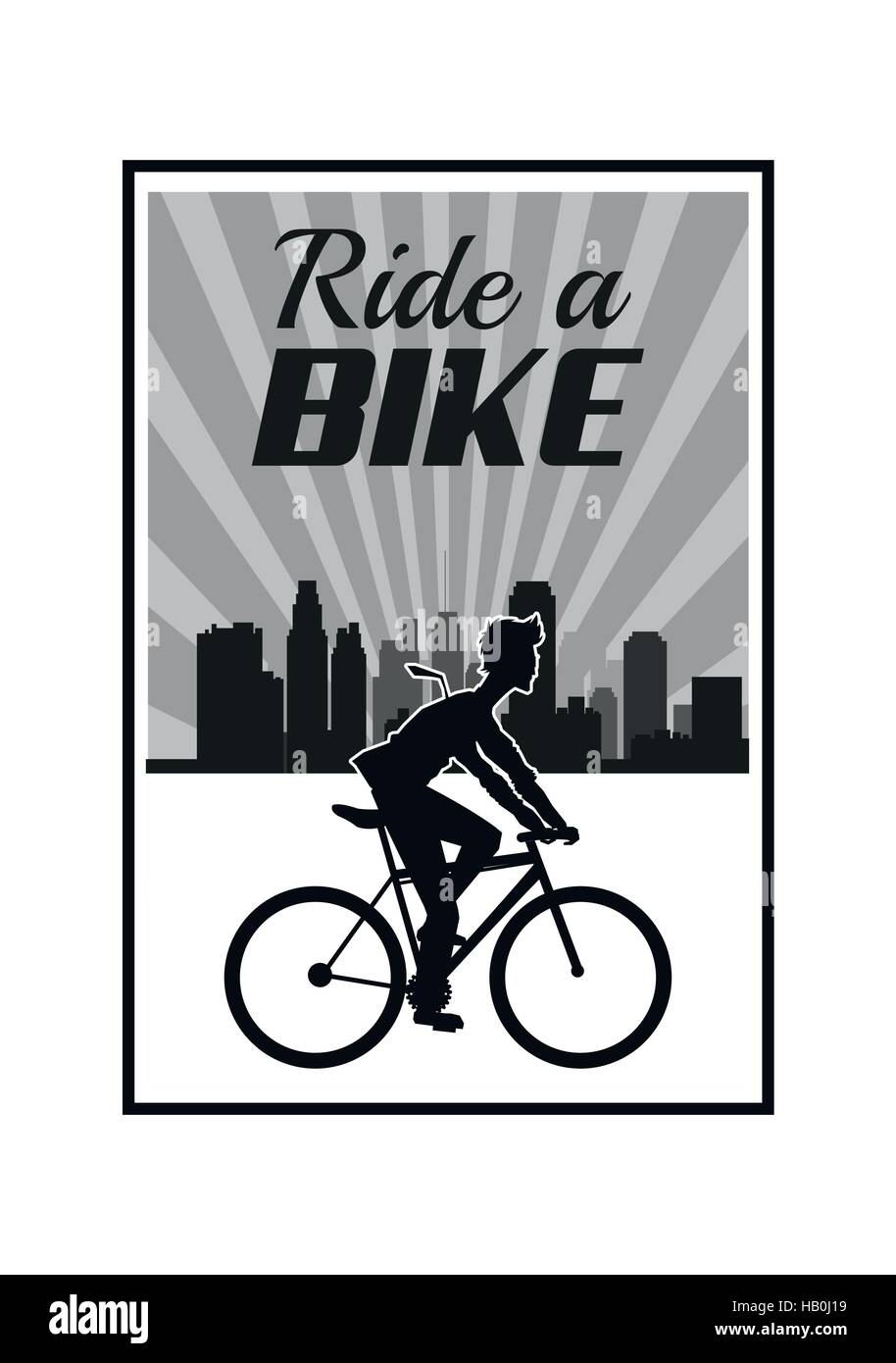 poster ride a bike cyclist silhouette urban background Stock Vector ...