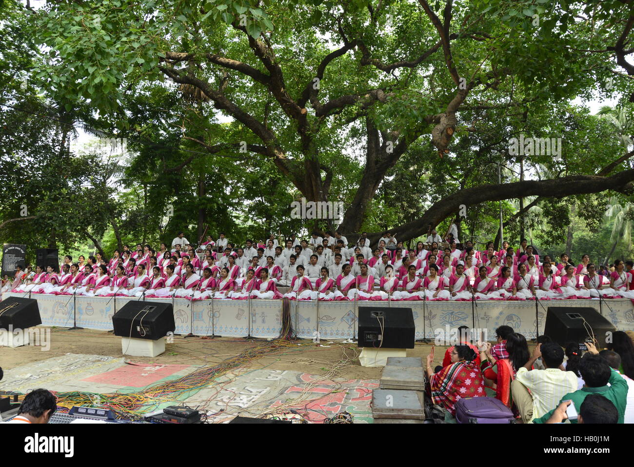 Artists are singing traditional bengali songs at Ramna Batamul song as ...