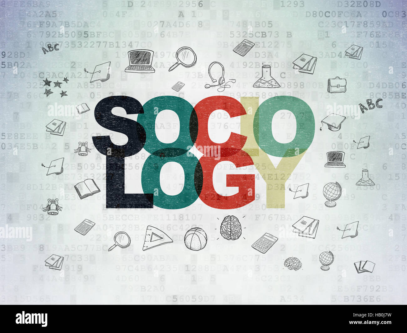 Education concept: Sociology on Digital Data Paper background Stock ...