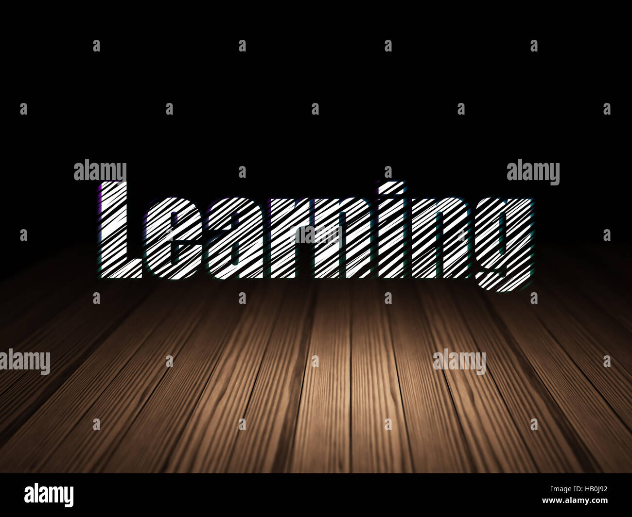 Studying concept: Learning in grunge dark room Stock Photo - Alamy