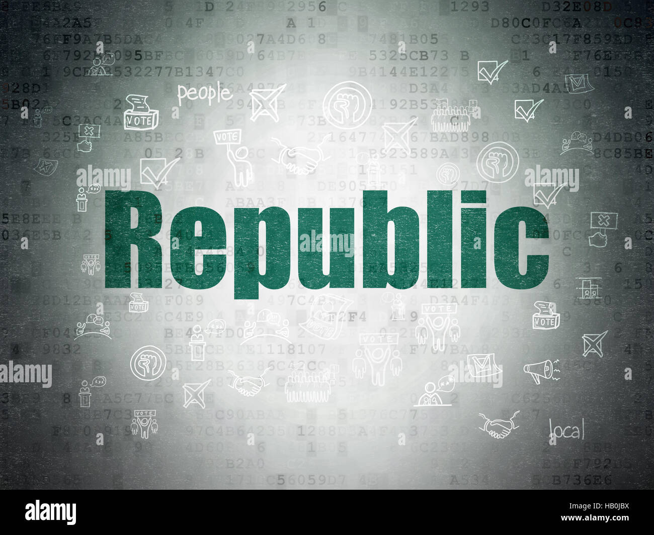 Politics concept: Republic on Digital Data Paper background Stock Photo ...