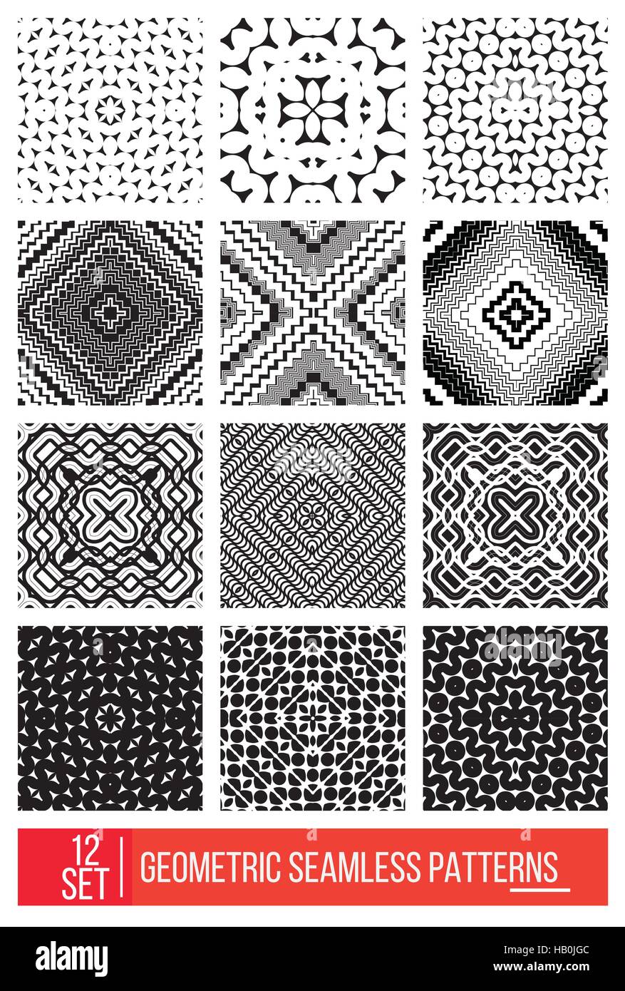 Set of Universal different geometric seamless patterns, monochro Stock Vector Image & Art - Alamy