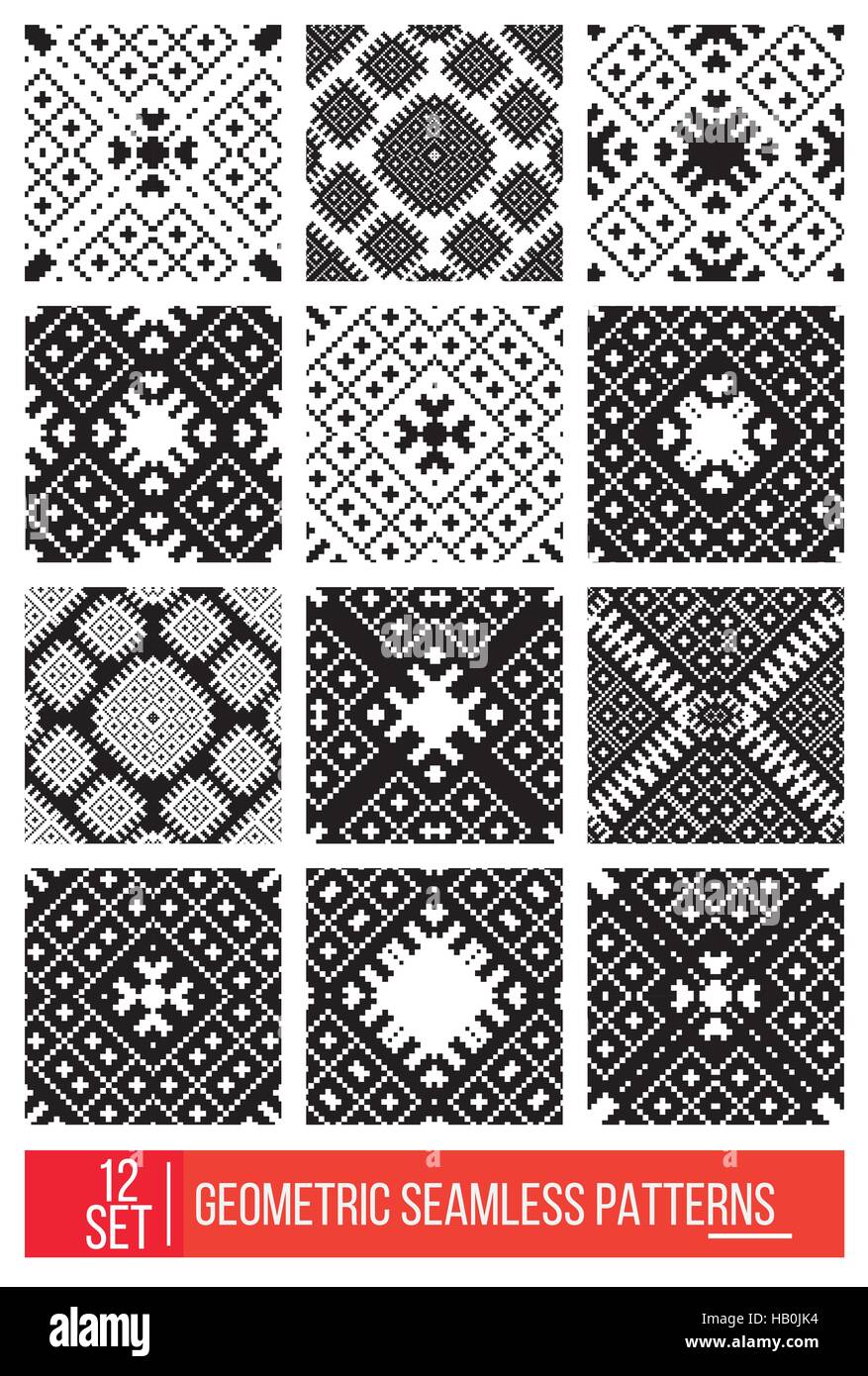 Set of Universal different geometric seamless patterns, monochro Stock Vector Image & Art - Alamy