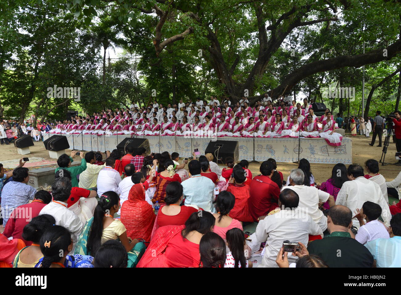 Peoples listening music of artists are singing traditional bengali ...