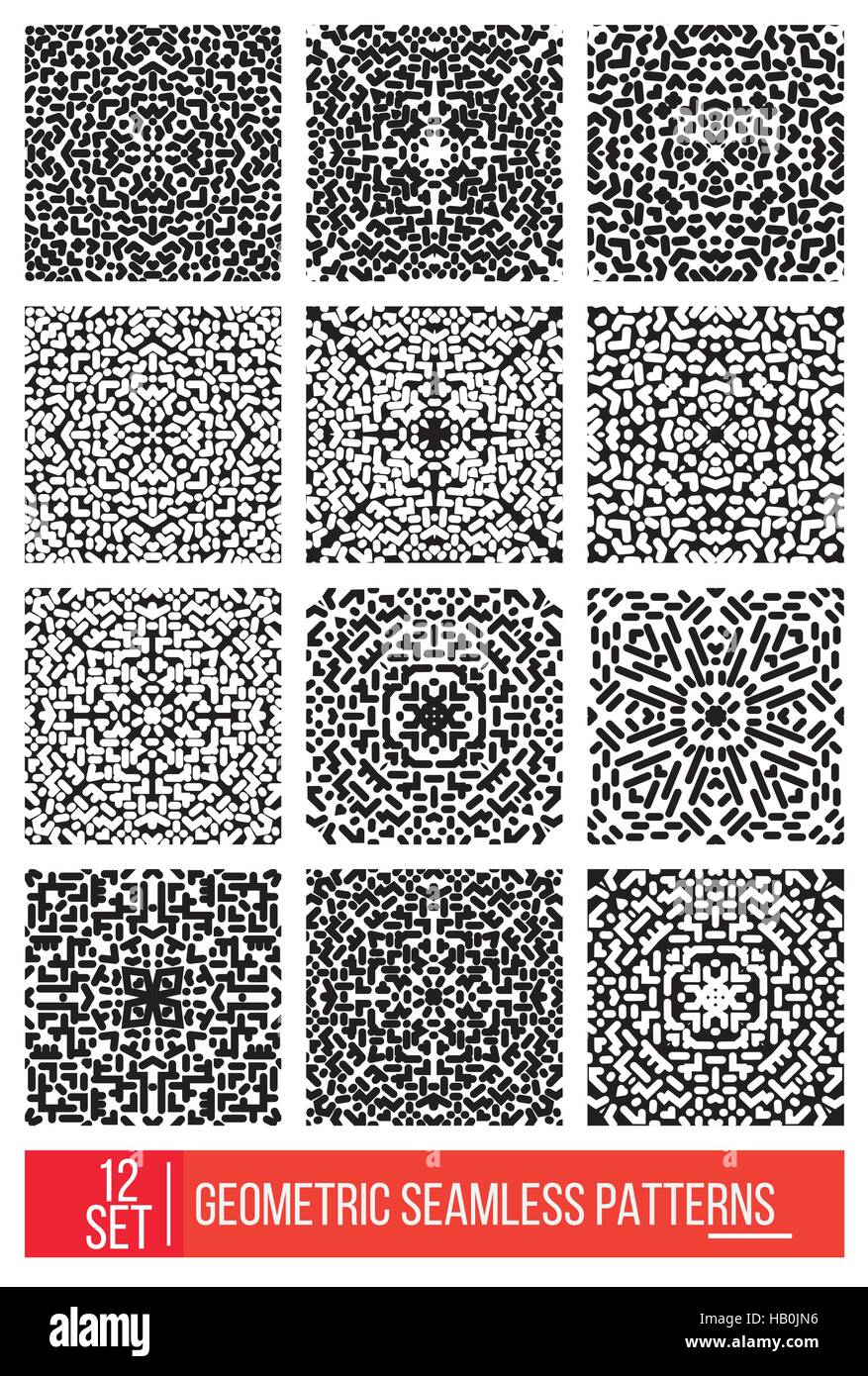 Set of Universal different geometric seamless patterns, monochro Stock Vector Image & Art - Alamy